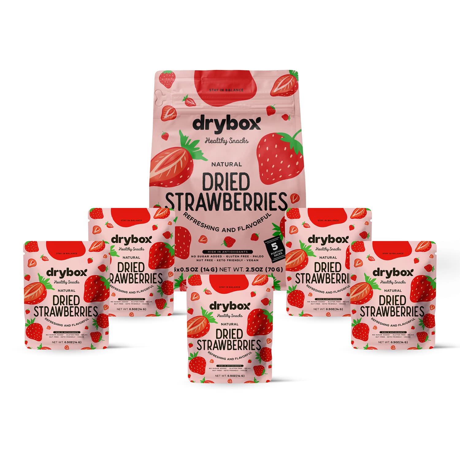 DRIED STRAWBERRIES - 5 PORTION PACK - REFRESHING AND FLAVORFUL – Drybox