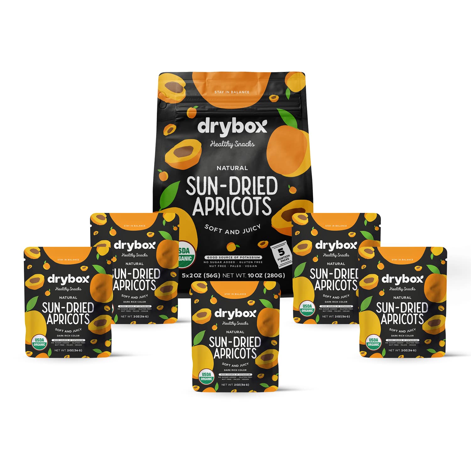 SUN-DRIED APRICOTS - 5 PORTION PACK - SOFT AND JUICY – Drybox