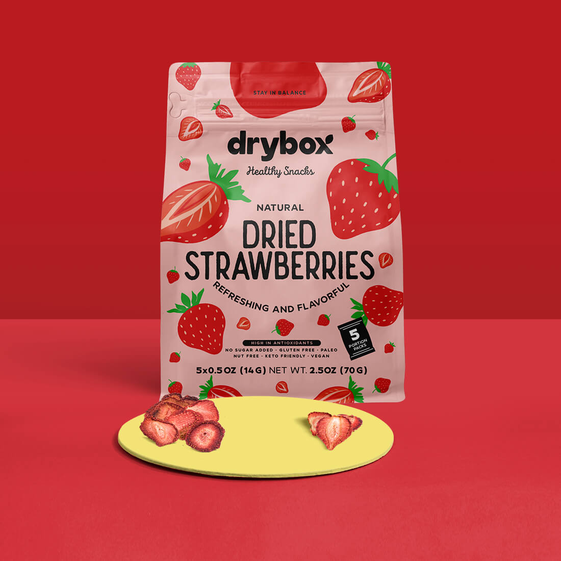 DRIED STRAWBERRIES - 5 PORTION PACK - REFRESHING AND FLAVORFUL – Drybox