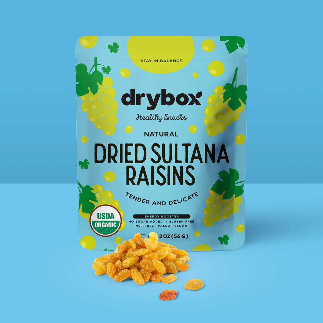DRIED SULTANA RAISINS - ONE-PORTION PACK - TENDER AND DELICATE – drybox